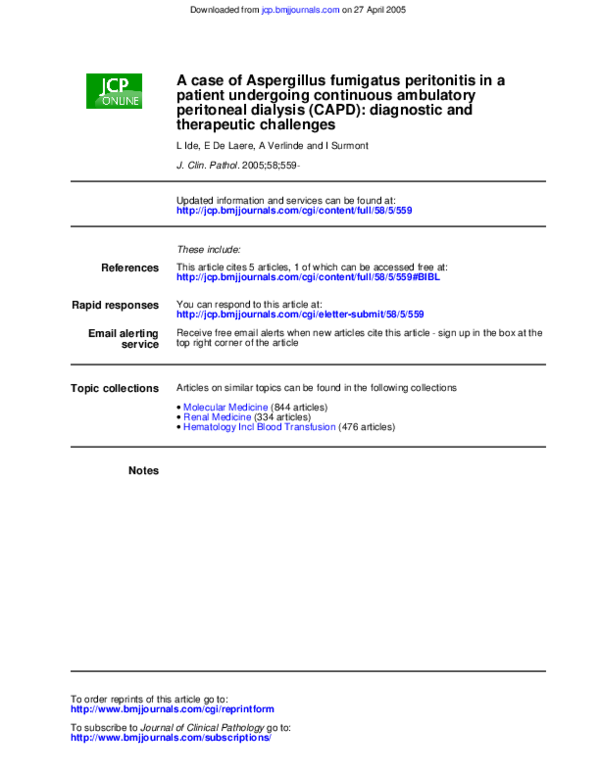 (PDF) therapeutic challenges peritoneal dialysis (CAPD): diagnostic and ...