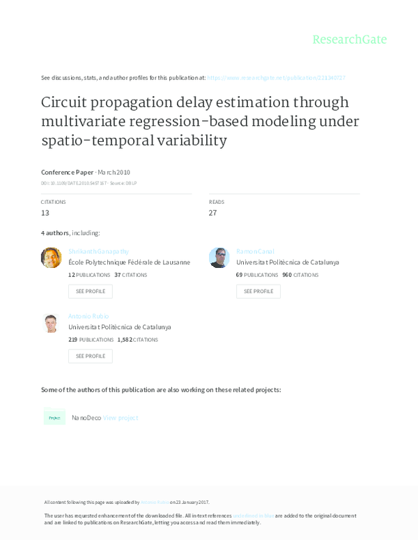 Pdf Circuit Propagation Delay Estimation Through Multivariate