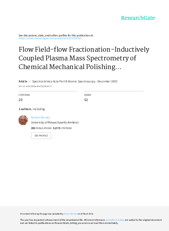(PDF) Flow Field flow Fractionation inductively Coupled Optical ...