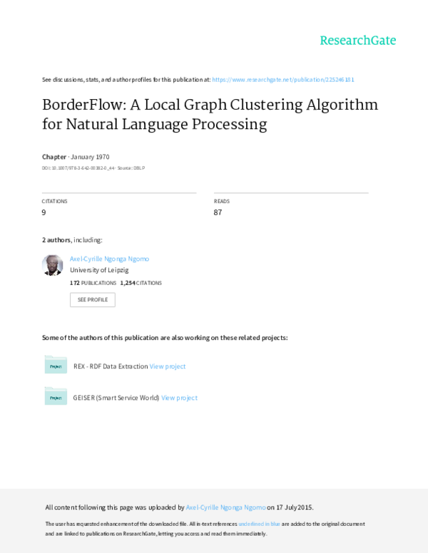 (PDF) BorderFlow: A Local Graph Clustering Algorithm for Natural Language Processing