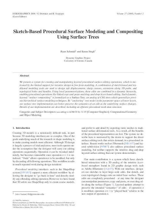 Pdf Sketch Based Procedural Surface Modeling And Compositing Using