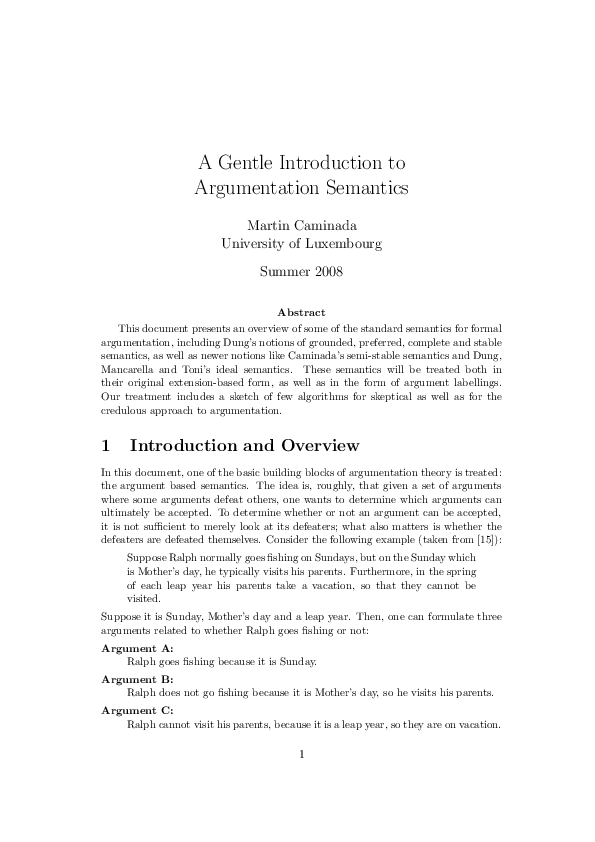 (PDF) A Gentle Introduction to Argumentation Semantics