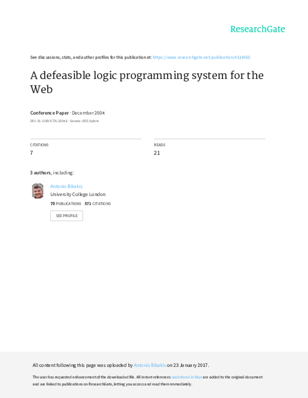 Pdf A Defeasible Logic Programming System For The Web