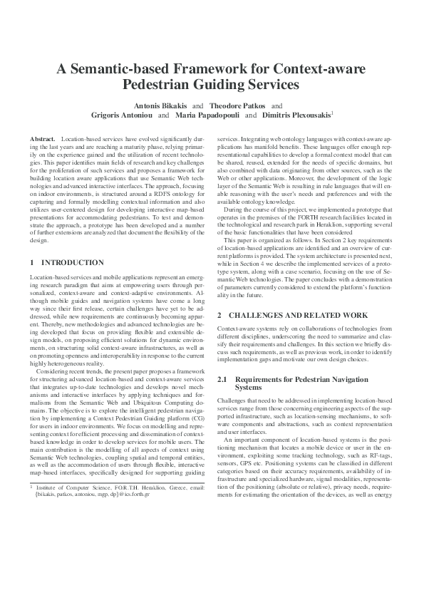 (PDF) A Semantic-Based Framework for Context-Aware Pedestrian Guiding Services