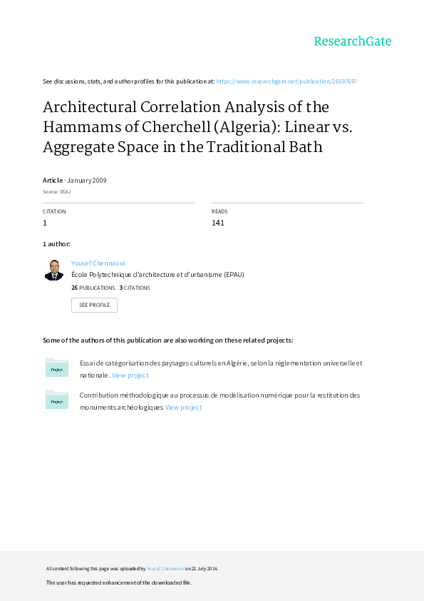 (PDF) Architectural Correlation Analysis of the Hammams of Cherchell ...
