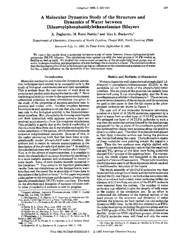 (PDF) A Molecular Dynamics Study of Structure and Dynamics In High-Density Liquids