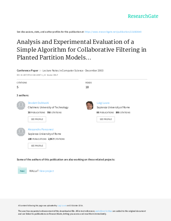 (PDF) Analysis and Experimental Evaluation of a Simple Algorithm for ...