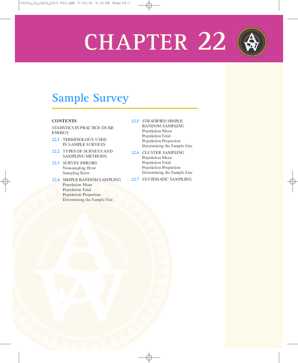 (PDF) Chapter 22 Sample Survey