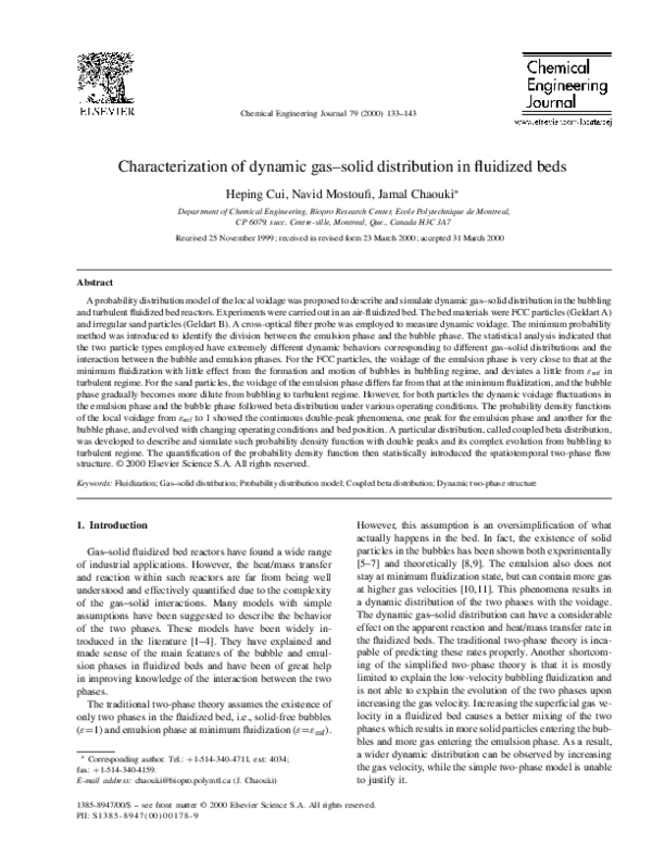 (PDF) Characterization of Dynamic Gas-Solid Distribution In Fluidized Beds
