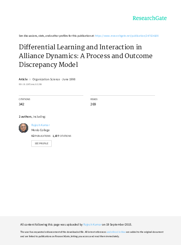 (PDF) Differential Learning and Interaction In Alliance Dynamics: a ...