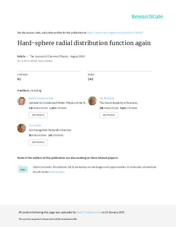 (PDF) Hard-Sphere Radial Distribution Function Again