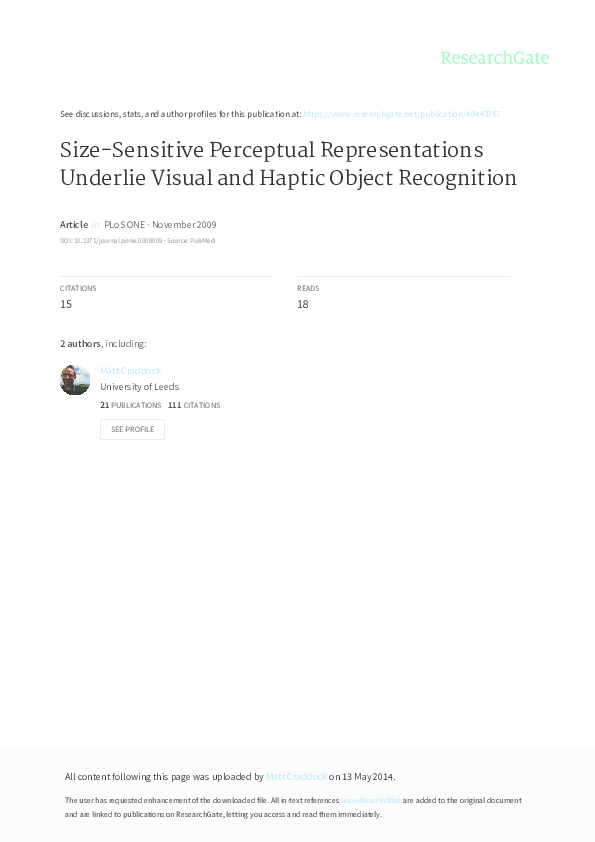 (PDF) Size-Sensitive Perceptual Representations Underlie Visual and ...
