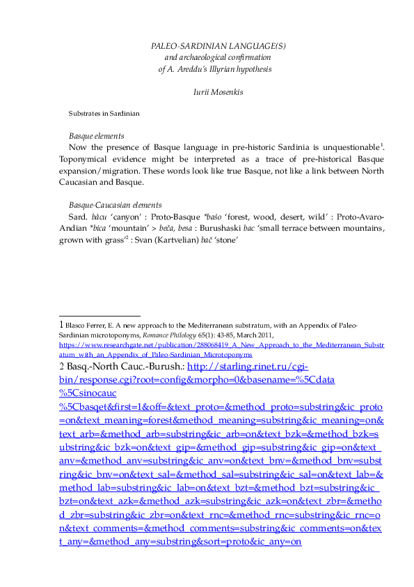 (DOC) PALEO-SARDINIAN LANGUAGE(S) and archaeological confirmation of A ...