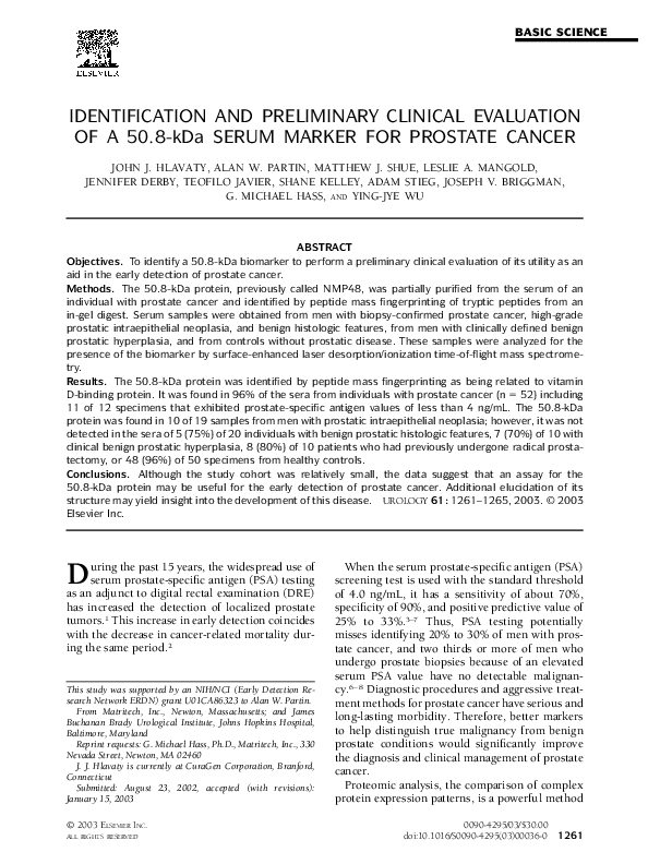 (PDF) Identification and Preliminary Clinical Evaluation of a 50.8-KDa ...