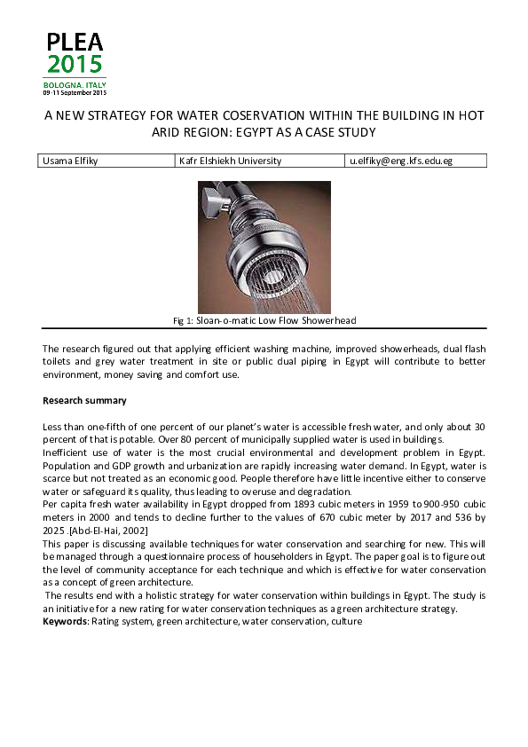 (PDF) NEW STRATEGY FOR WATER CONSERVATION WITHIN THE BUILDING IN HOT ...