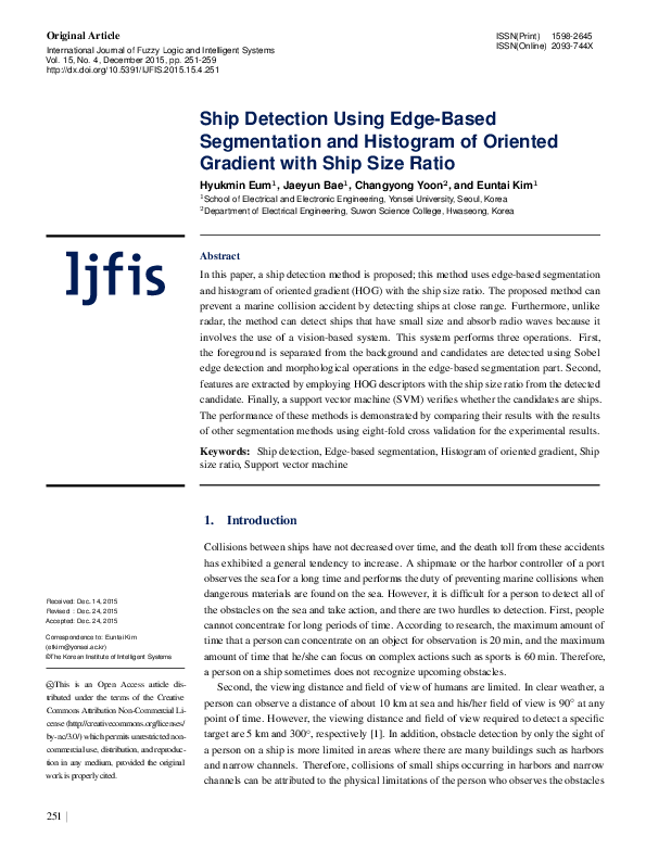 Pdf Ship Detection Using Edge Based Segmentation And Histogram Of