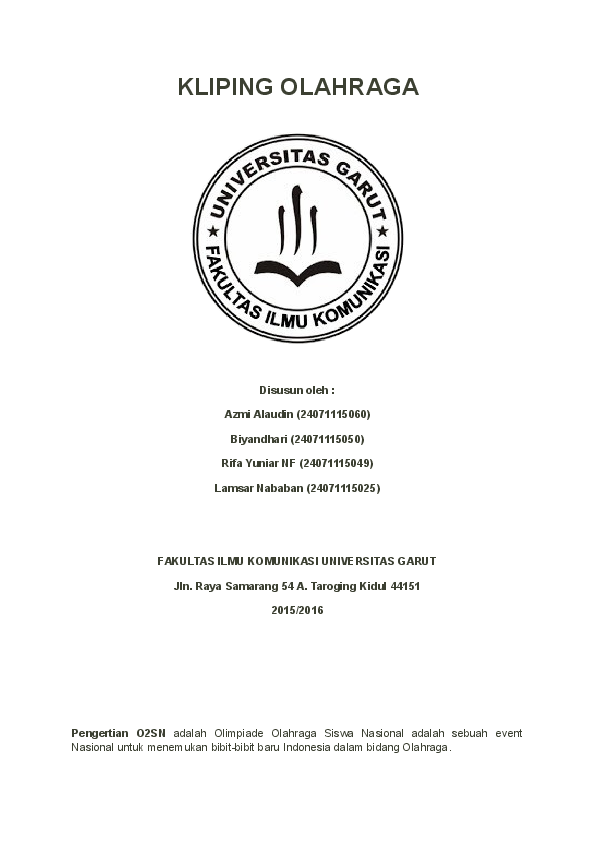 (DOC) Pengertian O2SN adalah Olimpiade Olahraga Siswa Nasional adalah ...