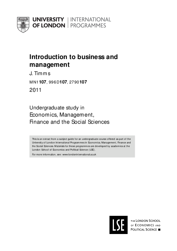 (PDF) Introduction to business and management