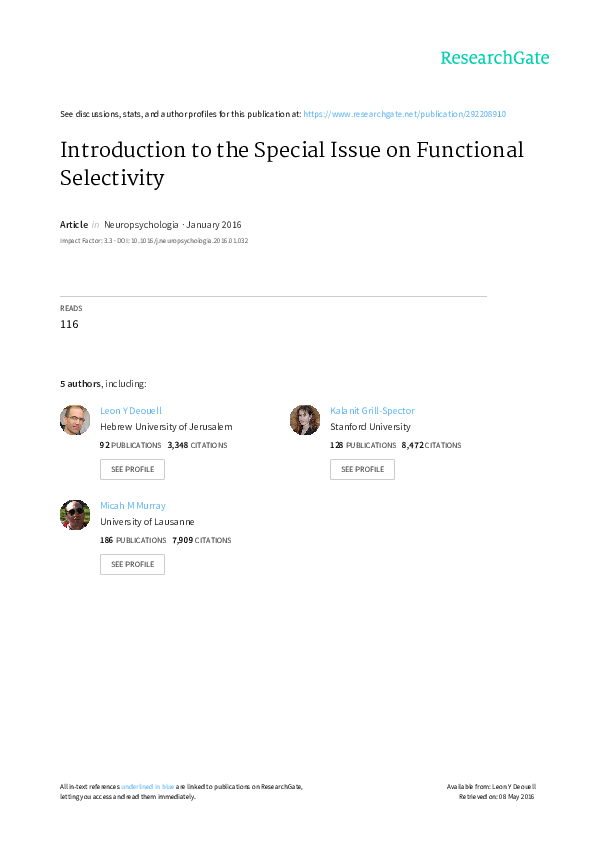 (PDF) Introduction to the Special Issue on Functional Selectivity