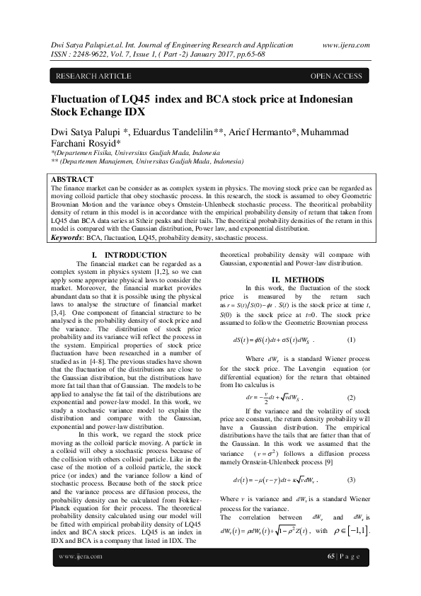 (PDF) Fluctuation of LQ45 index and BCA stock price at Indonesian Stock ...