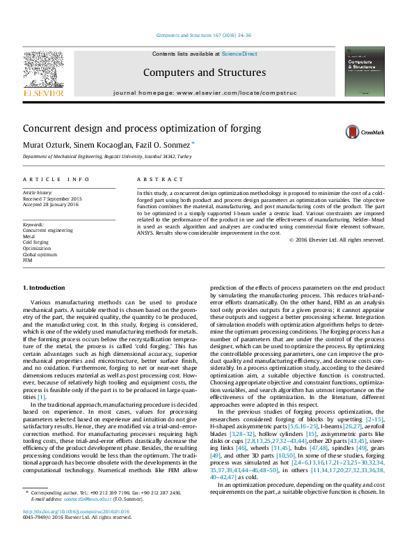 Pdf Concurrent Design And Process Optimization Of Forging Fazil O