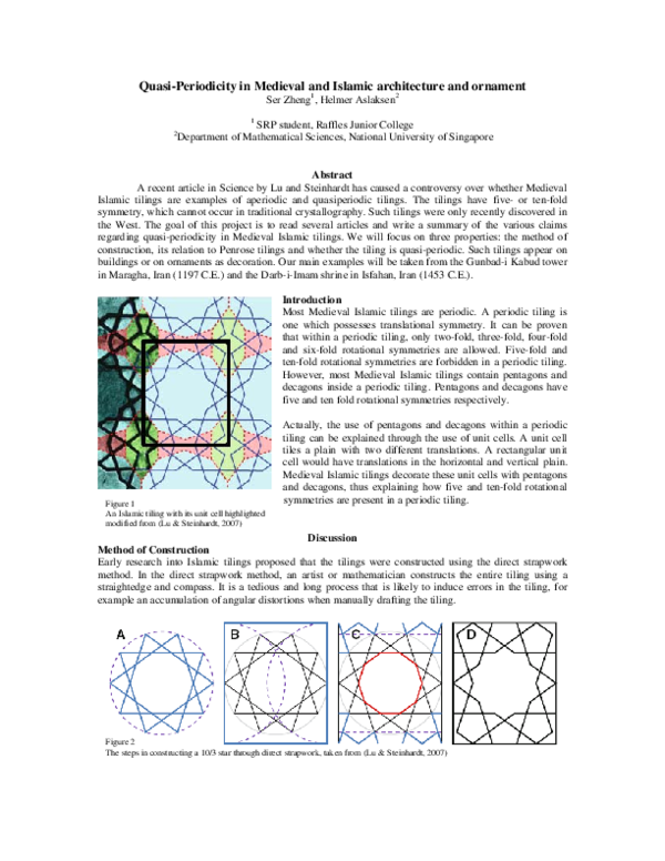 (PDF) Quasi-Periodicity in Medieval and Islamic architecture and ornament