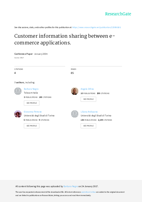 (PDF) Customer information sharing between e-commerce applications