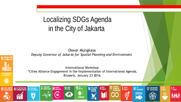 (PPT) Localizing Sustainable Development Goals (SDGs) in the City of Jakarta.