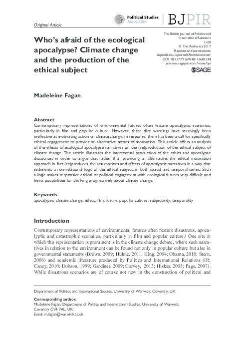 (PDF) Who’s afraid of the ecological apocalypse? Climate change and the ...
