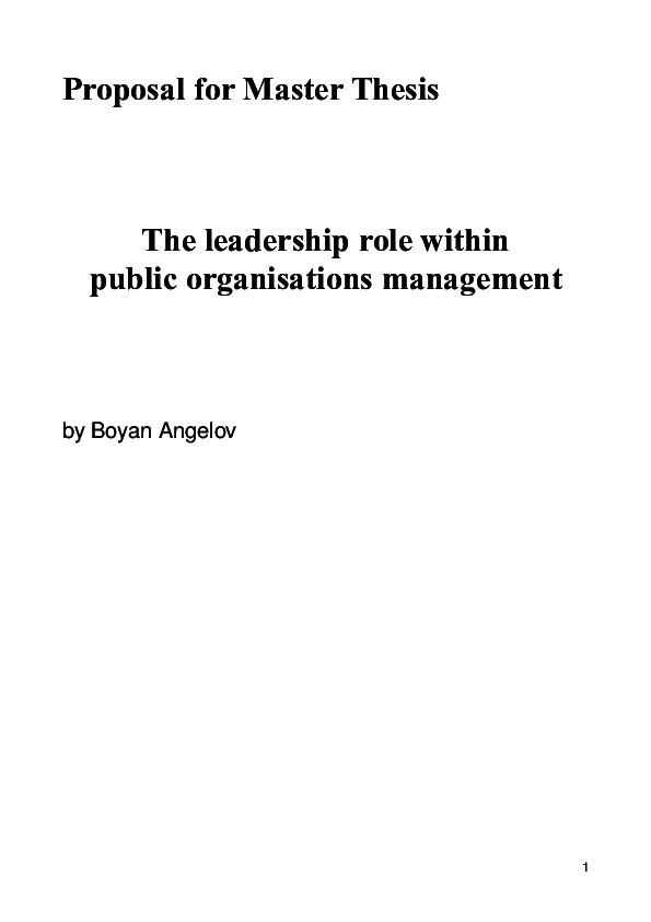 (DOC) Proposal for Master Thesis The leadership role within public ...