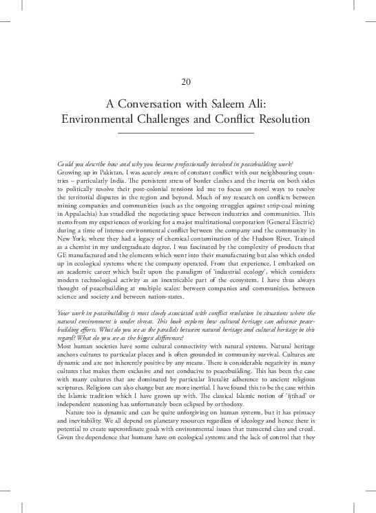 (PDF) Environmental Challenges and Conflict Resolution: A Conversation ...