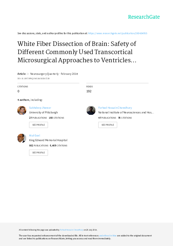 (PDF) White Fiber Dissection of Brain