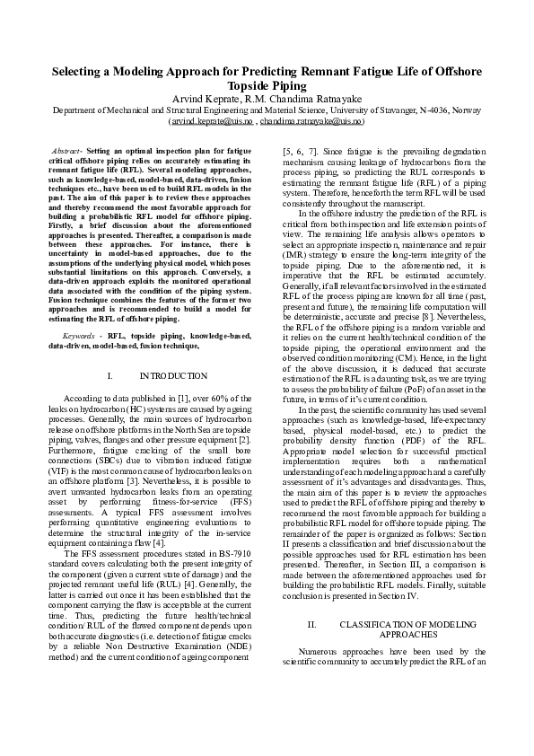 (PDF) Selecting a Modeling Approach for Predicting Remnant Fatigue Life ...