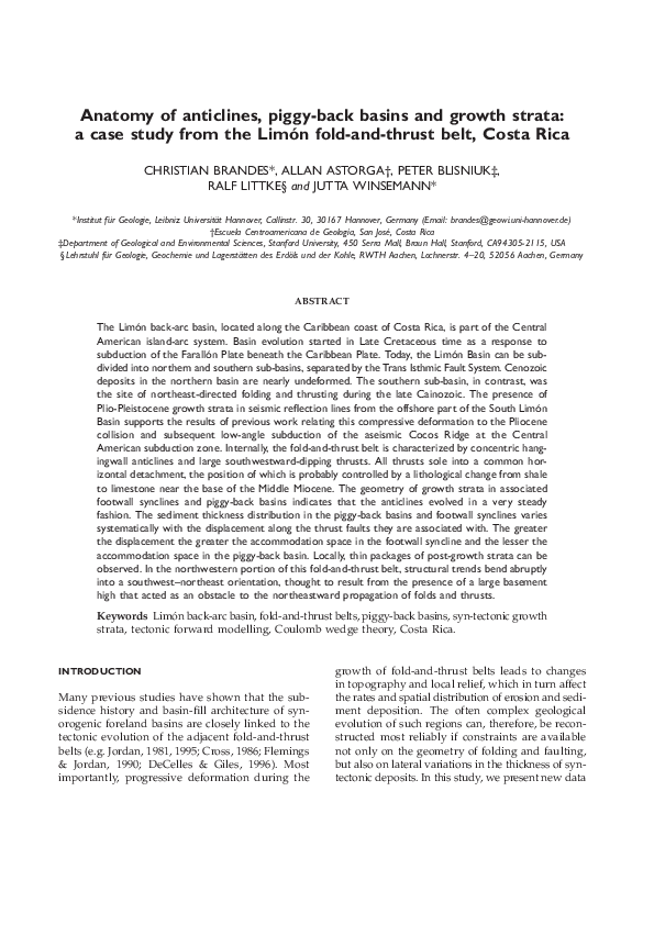 (PDF) Anatomy of anticlines, piggy-back basins and growth strata: a ...