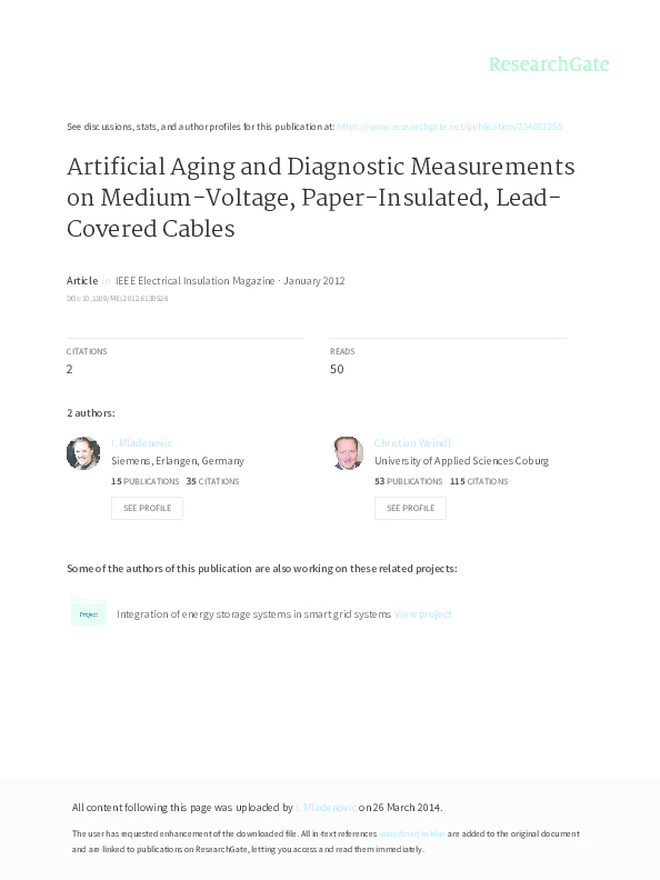 (PDF) Artificial aging and diagnostic measurements on medium-voltage ...