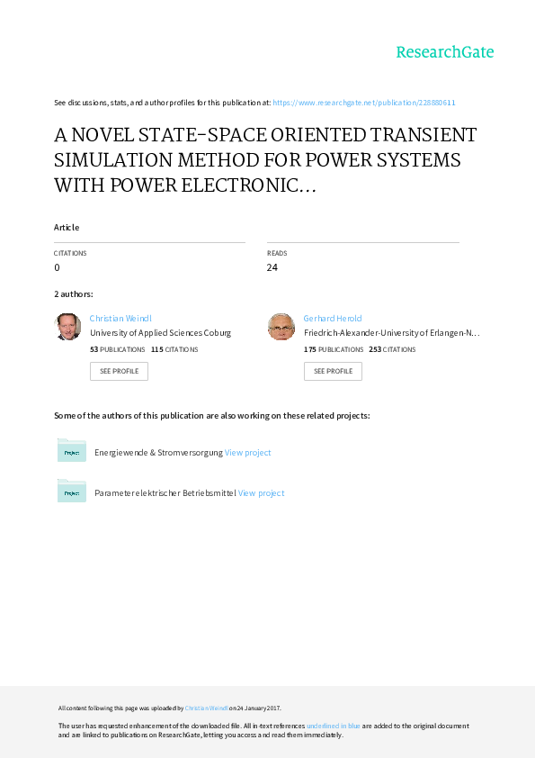 (PDF) A Novel State-Space Oriented Transient Simulation Method for ...