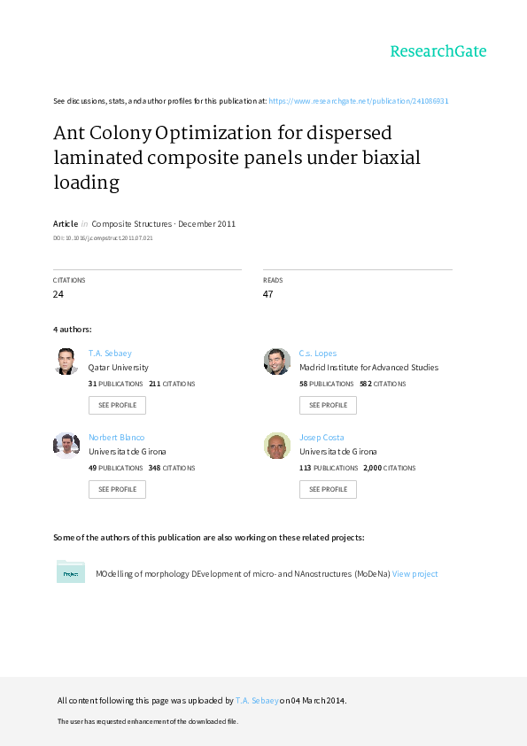 (PDF) Ant Colony Optimization for dispersed laminated composite panels ...