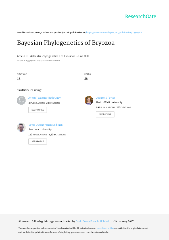 (PDF) Bayesian phylogenetics of Bryozoa