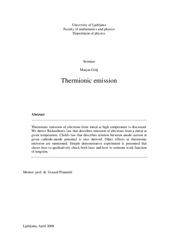 (PDF) Thermionic emission