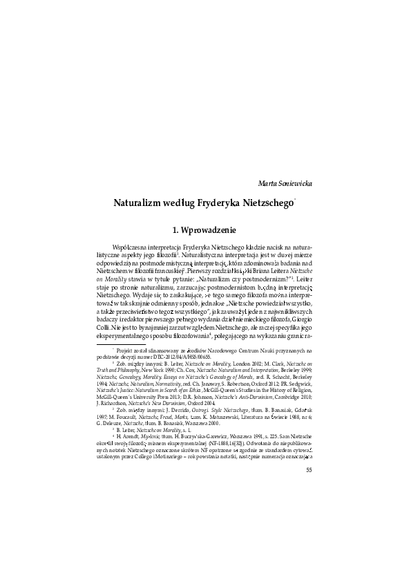 (PDF) Naturalizm według Fryderyka Nietzschego (Naturalism according to ...