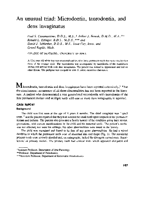 (PDF) An unusual triad: Microdontia, taurodontia, and dens invaginatus