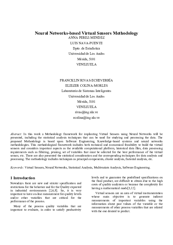 (PDF) Neural Networks-based Virtual Sensors Methodology