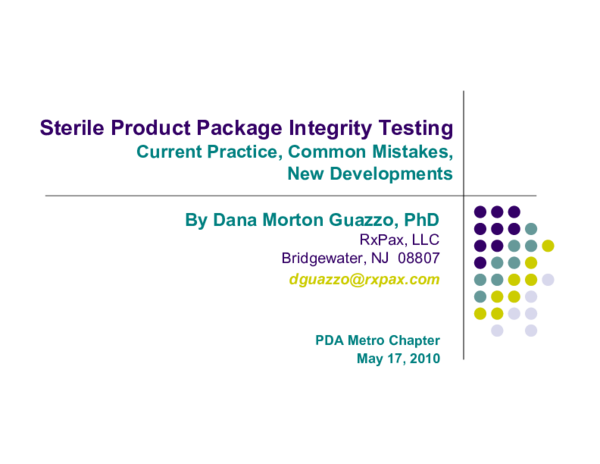 (PDF) Sterile Product Package Integrity Testing Current Practice ...