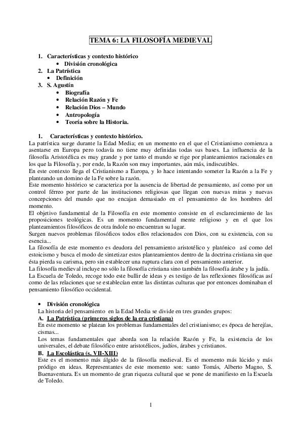 (PDF) TEMA 6: LA FILOSOFÍA MEDIEVAL