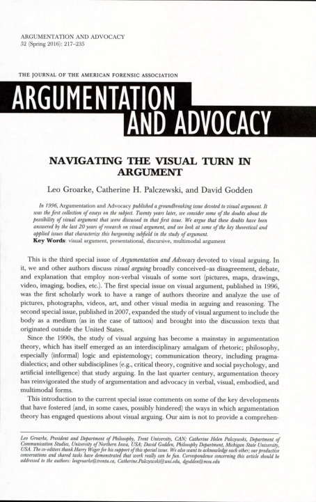 (PDF) Navigating the Visual Turn in Argument. Argumentation and Advocacy.