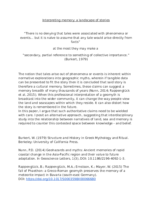 (DOC) Interpreting Memory