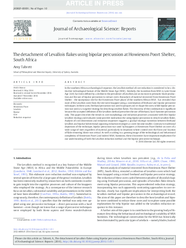 (PDF) The detachment of Levallois flakes using bipolar percussion at ...