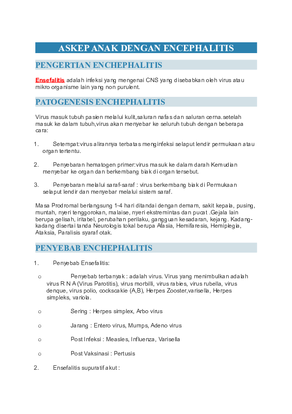 (DOC) ASKEP ANAK DENGAN ENCEPHALITIS