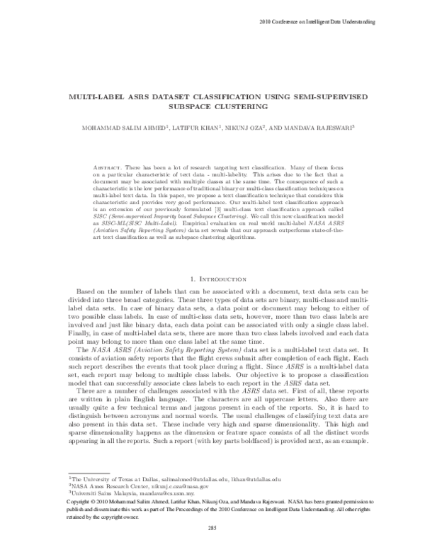 (PDF) Multi-Label Asrs Dataset Classification Using Semi-Supervised ... (PDF) Multi-Label Asrs Dataset Classification Using Semi-Supervised ...