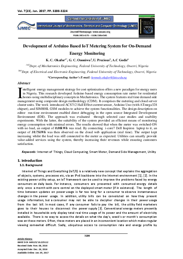 (PDF) Development of Arduino Based IoT Metering System for On-Demand Energy Monitoring